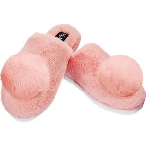MEMOI Gloria Faux Fur Pom Slipper - Blush