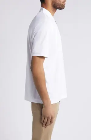 Johnston & Murphy Quarter Zip Jacquard Pima Cotton Blend Knit Polo - White