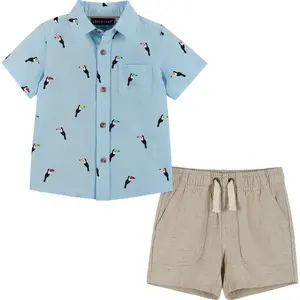Andy & Evan Button-up Shirt And Shorts Set