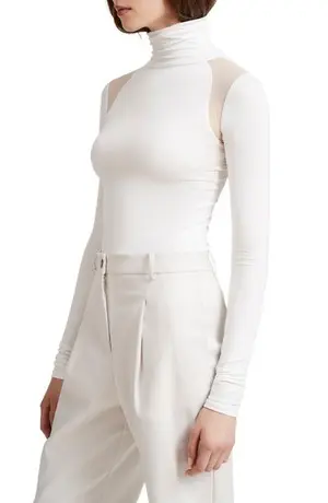 MARCELLA Maria Mesh Inset Turtleneck Top