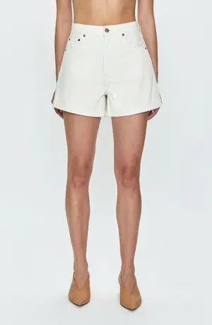 PISTOLA Saige High-Waisted Denim Shorts Eggshell