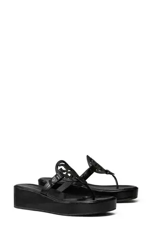 Tory Burch Miller Platform Wedge Flip Flop - Perfect Black Patent