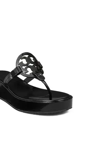 Tory Burch Miller Platform Wedge Flip Flop - Perfect Black Patent