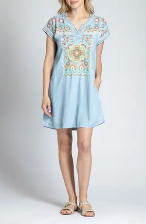 APNY Floral Embroidered Shift Minidress