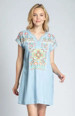 APNY Floral Embroidered Shift Minidress