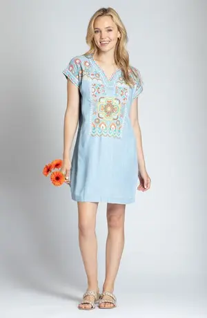 APNY Floral Embroidered Shift Minidress