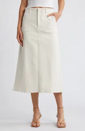 LE JEAN Jocelyn Denim Midi Skirt