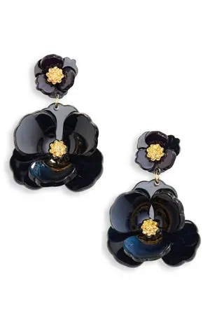 Nordstrom Pansy Drop Earrings - Navy- Gold