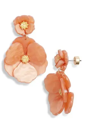 Nordstrom Pansy Drop Earrings Peach- Gold