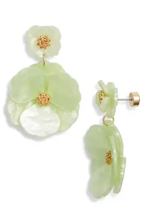 Nordstrom Pansy Drop Earrings - Pistachio- Gold