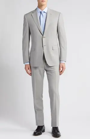 Canali Siena Regular Fit Mélange Wool Suit - Light Grey