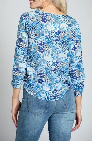 APNY Print V-neck Tie-front Top