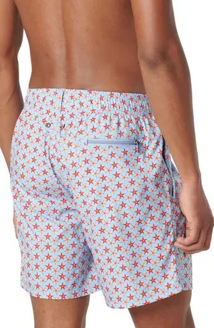 Bugatchi Print Swim Trunks - Sky