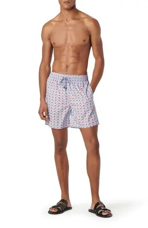 Bugatchi Print Swim Trunks - Sky