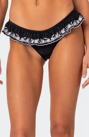 EDIKTED Frilly Bikini Bottom - Black