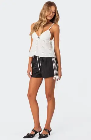 EDIKTED Remy Ribbon Track Shorts
