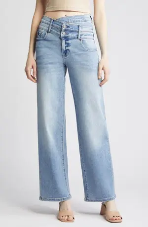 HIDDEN JEANS Double Crossover High-waist Wide-leg Jeans