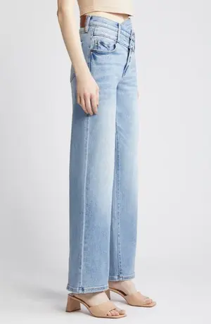 HIDDEN JEANS Double Crossover High-waist Wide-leg Jeans