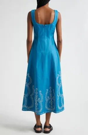 alemais donovan corded midi dress Alemais Donovan Corded Floral Organic Cotton Dress In Sapphire - 70% Off