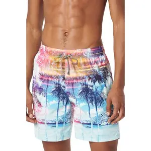 Bugatchi Cosmo Swim Trunks Blue/pink Multi