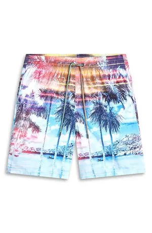 Bugatchi Cosmo Swim Trunks - Blue/pink Multi