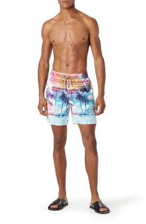 Bugatchi Cosmo Swim Trunks - Blue/pink Multi