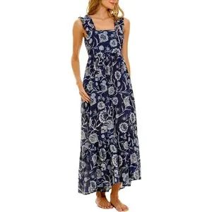 THE LAZY POET Mika Linen Nightgown - Claire Blue