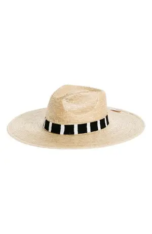 SUNSHINE TIENDA Jakeline Palm Straw Hat - Black/white