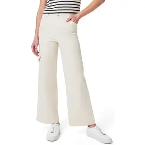 Spanx Stretch Cotton Blend Twill Ankle Cargo Pants - Eggshell