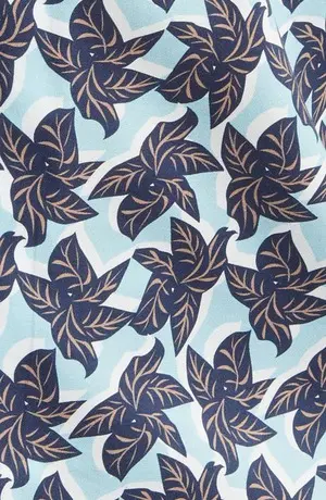 Johnston & Murphy Leaf Print Cotton And Modal Camp Shirt - Blue