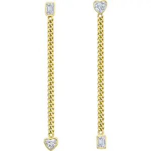 MINDI MOND Icon Fancy Chain Diamond Mismatched Earrings - Yellow Gold/ Diamond