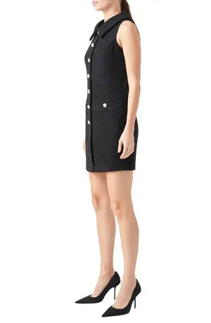 Endless Rose Button-front Tweed Minidress