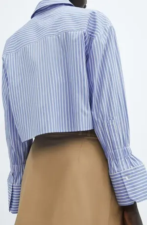 Mango Striped Crop Button-up Shirt
