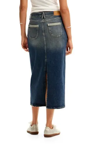 Desigual Fal Sia Longline Denim Skirt