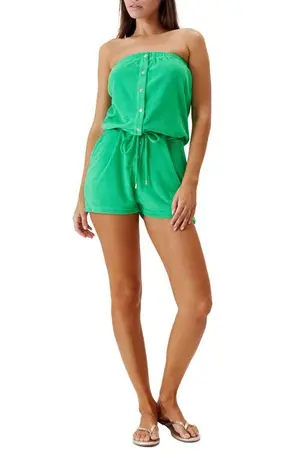 Melissa Odabash Melissa Odabash Strapless Terry Cloth Romper Green