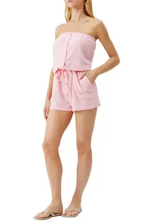 Melissa Odabash Strapless Terry Cloth Romper - Rose