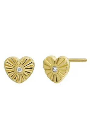 Bony Levy 18k Gold Diamond Heart Stud Earrings