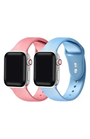 POSH TECH 2-pack Apple Watch® Watchbands - Glitter Coral/light Blue