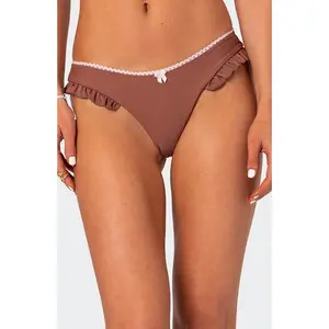 EDIKTED Maggie Ruffle Bikini Bottom - Brown