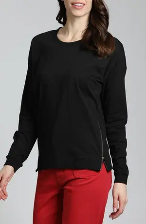 APNY Side Zip Long Sleeve Cotton Pullover