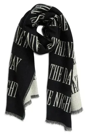 ALLSAINTS Varsity Woven Wool Blend Scarf - Black