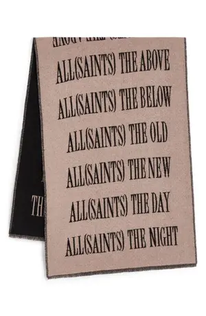 ALLSAINTS Varsity Woven Wool Blend Scarf - Blush Black