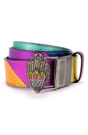 Kurt Geiger Kurt Geiger London Reversible Leather Belt Rainbow/antique Silver