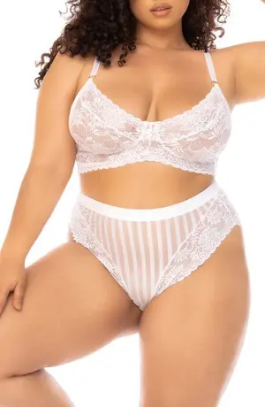 MAPALE Lace Underwire Bra & Panties Set - White