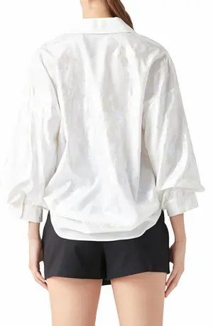 Endless Rose Foil Print Collar Shirt