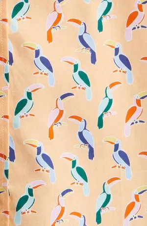 Johnston & Murphy Toucan Print Short Sleeve Cotton Button-down Shirt