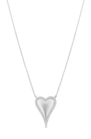 SHYMI Cubic Zirconia Pavé Heart Pendant Necklace - Silver