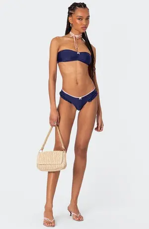 EDIKTED Maggie Ruffle Bikini Bottom - Navy