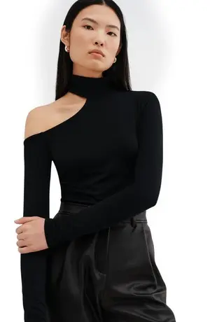 MARCELLA Evan Cutout Turtleneck Top