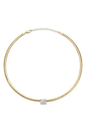 MINDI MOND Clarity Omega Cube Diamond Pendant Choker Necklace - 18k Yellow Gold